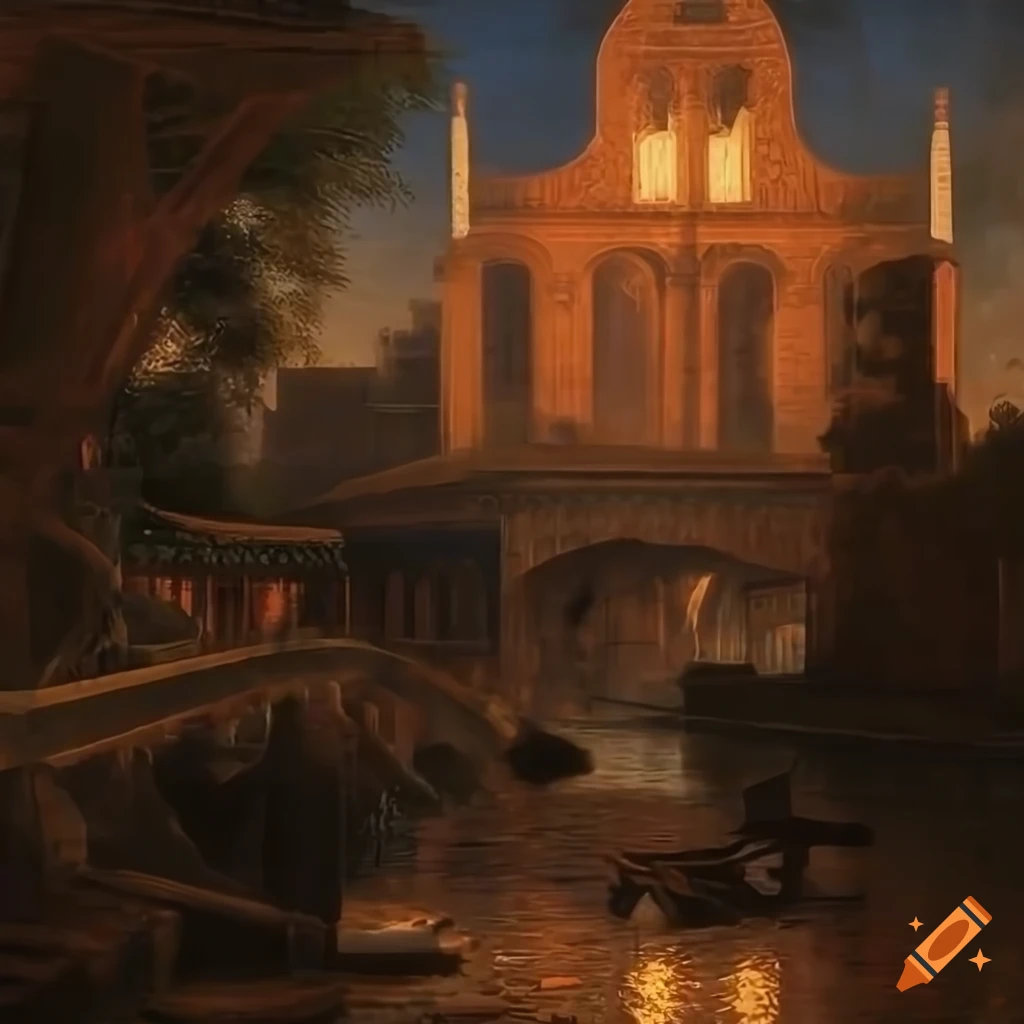 Bold graphic of futuristic sci fi catholic altar shrine, with chinese ...