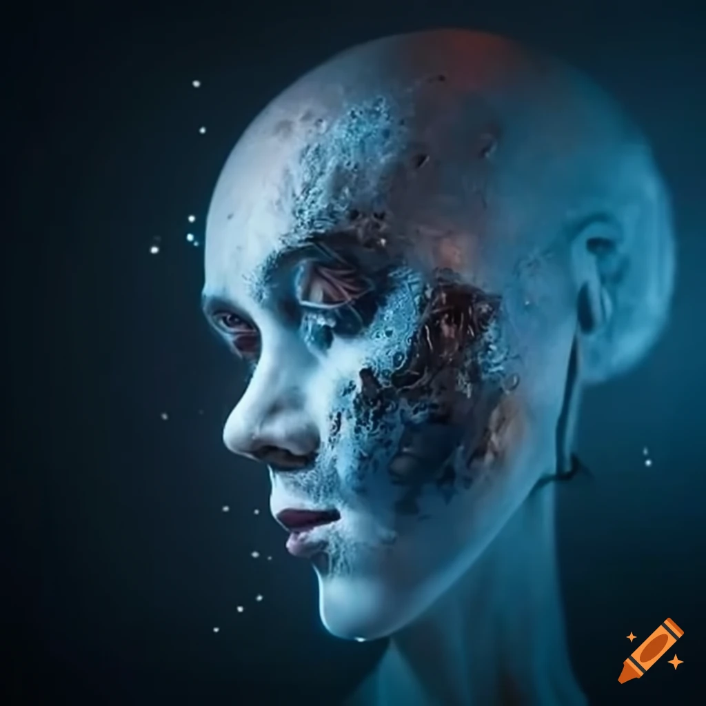 Commedia dell'arte manifested as a disintegrating human face on a ...