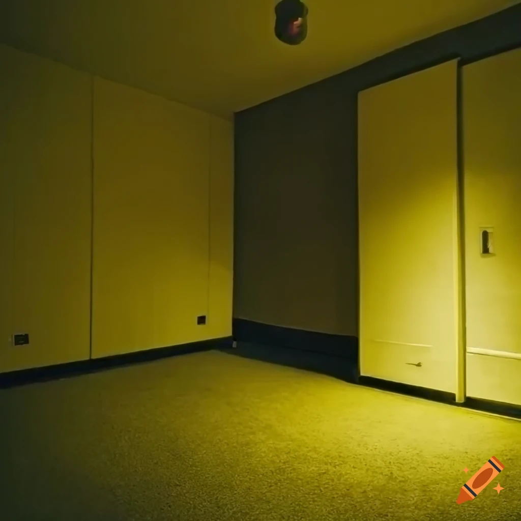 Real life, liminal space, a yellow office space, and a yellow carpeted ...