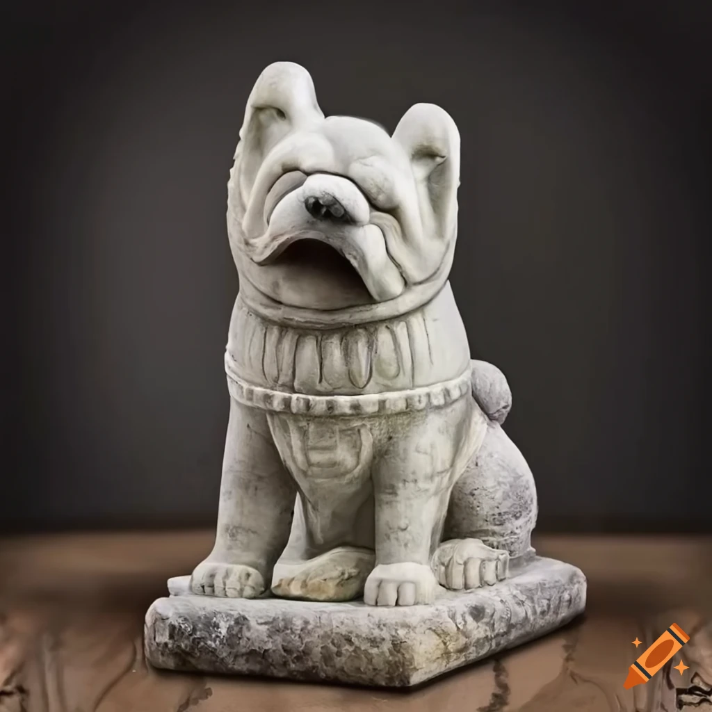 Chinese-temple-dog-made-of-marble-stone color full-size hyper-realistic ...