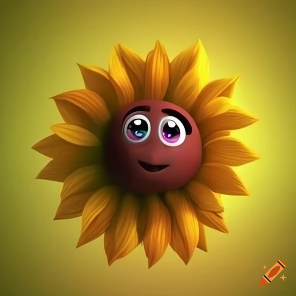 Sunflower cartoon 3d adorable cute