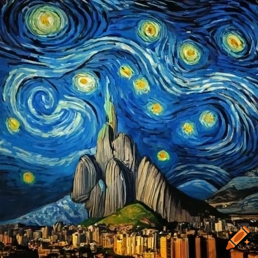 A noite estrelada de van Gogh no céu do Rio de Janeiro on Craiyon