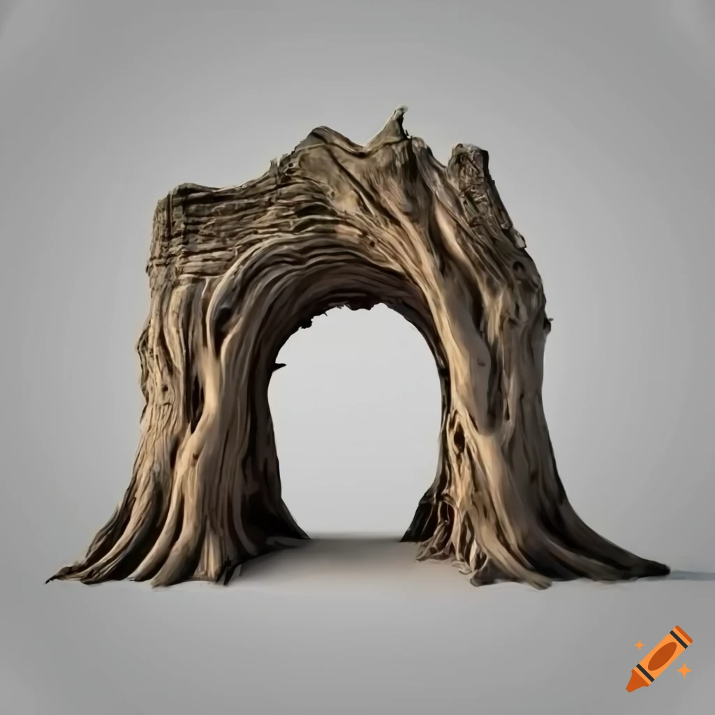 Big dead tree arch on a white background
