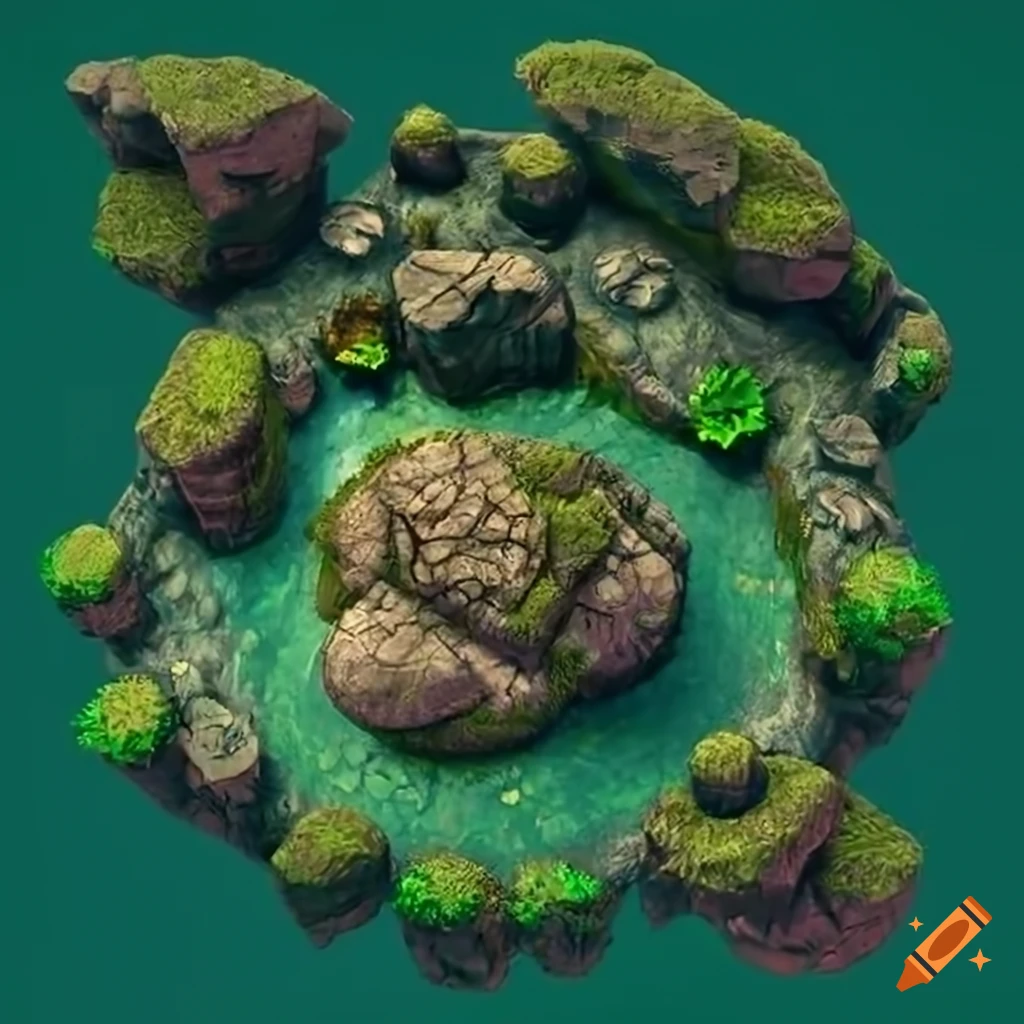 In the background between formation from above fantasy RPG game forest ...