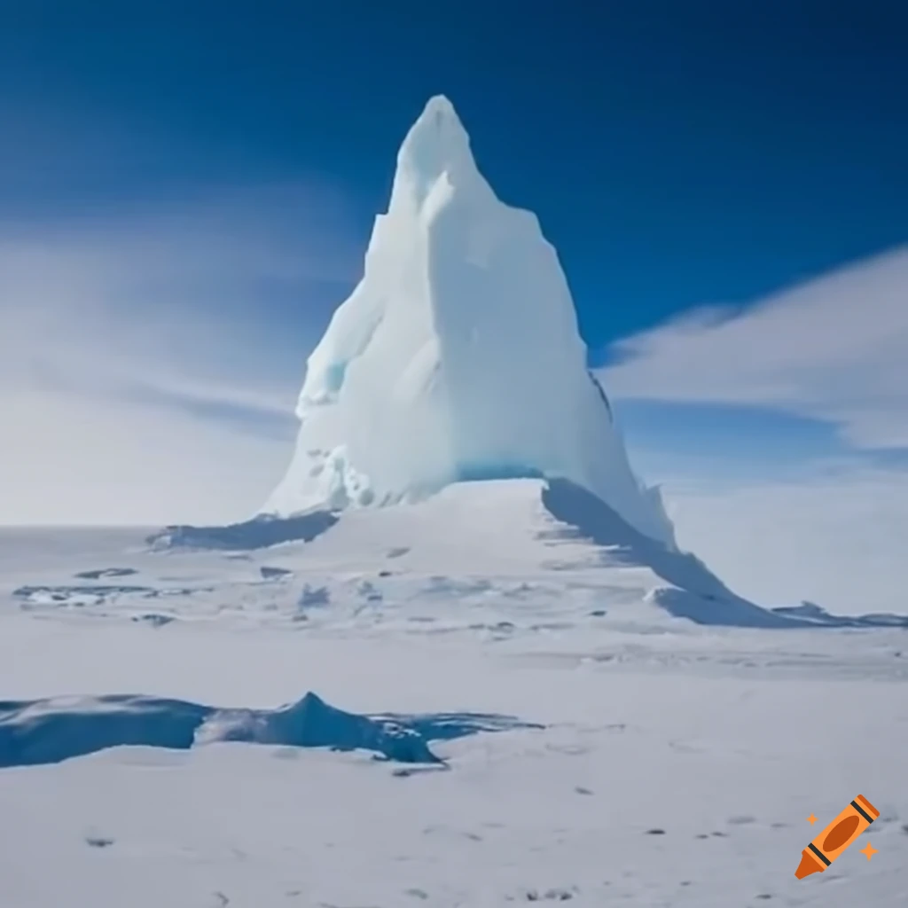 Snow pyramid in antarctica with 2 shadowy figures