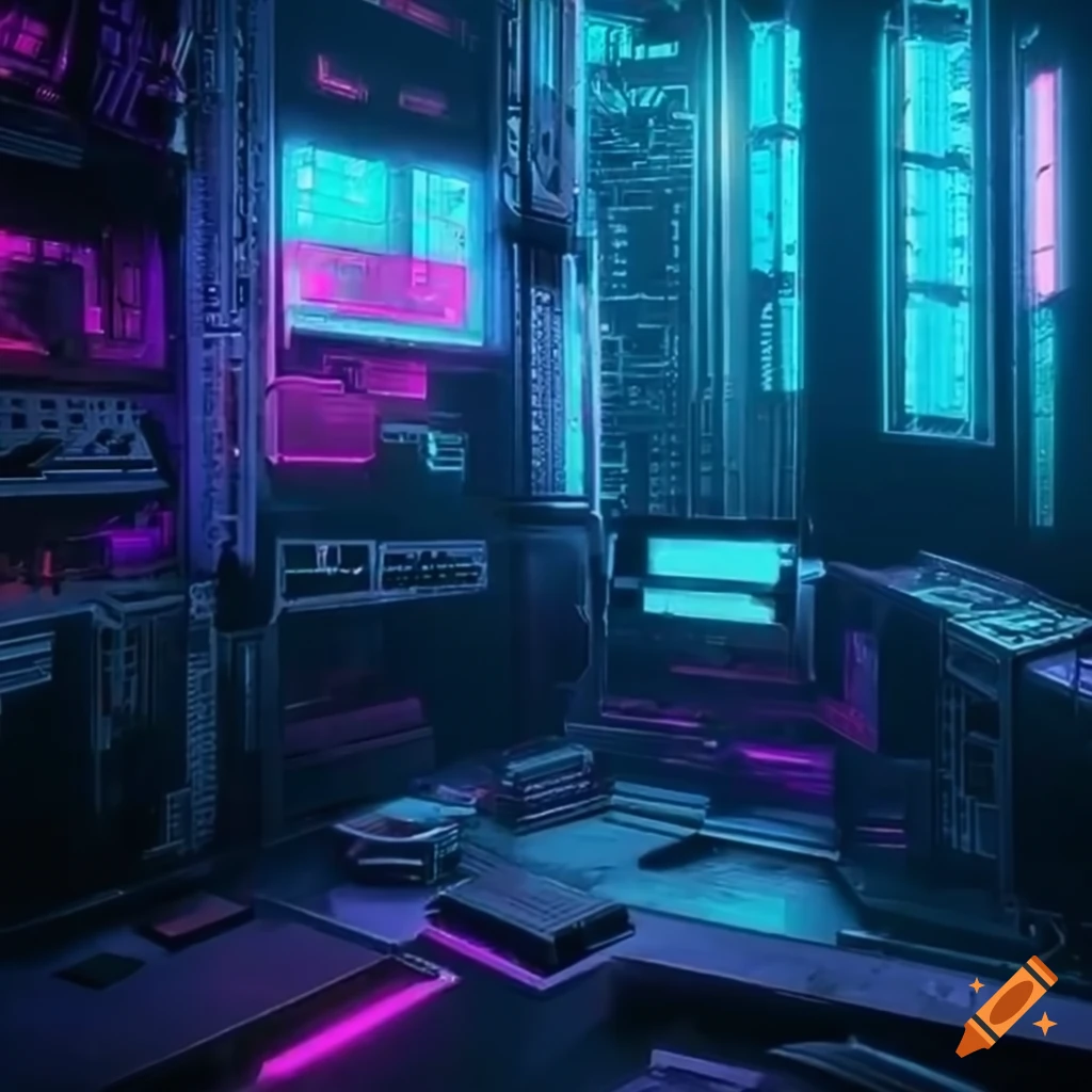 Cyberpunk computer room