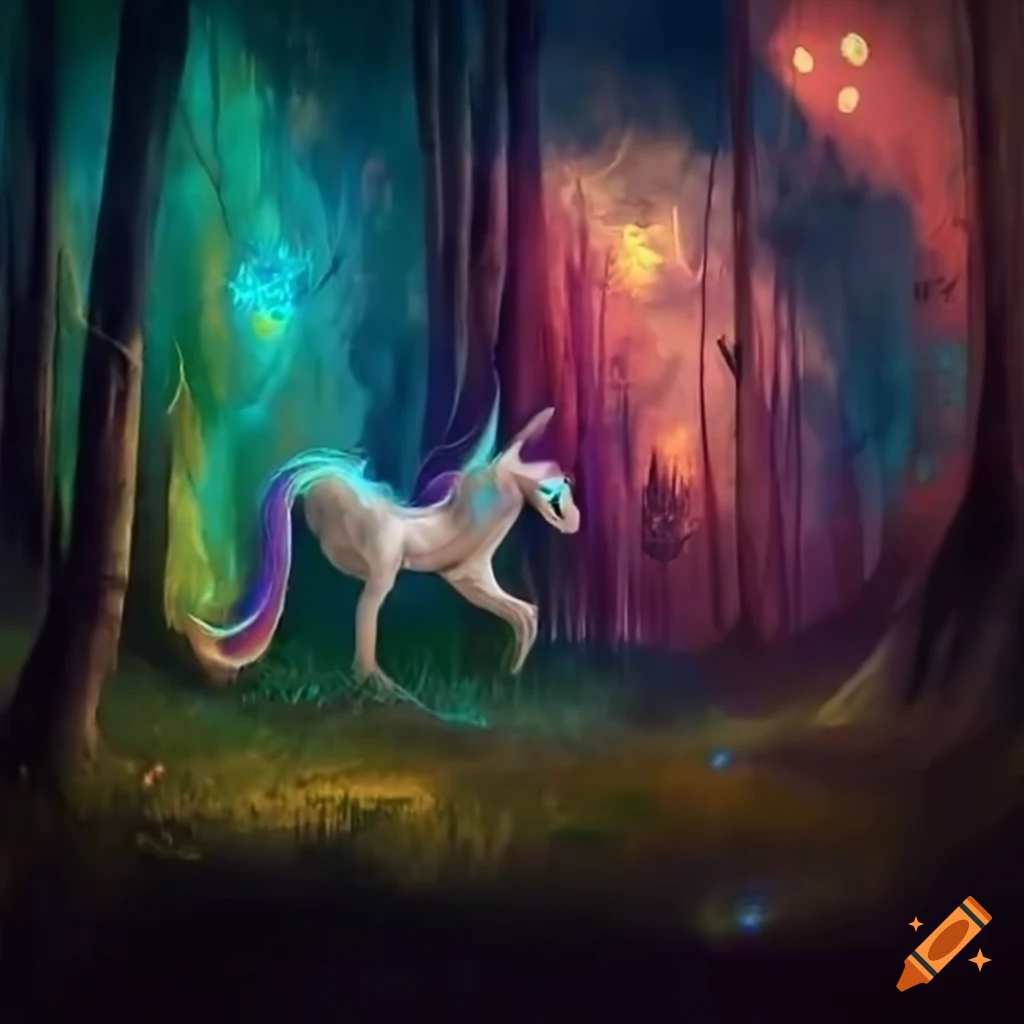 Magical unicorn forest