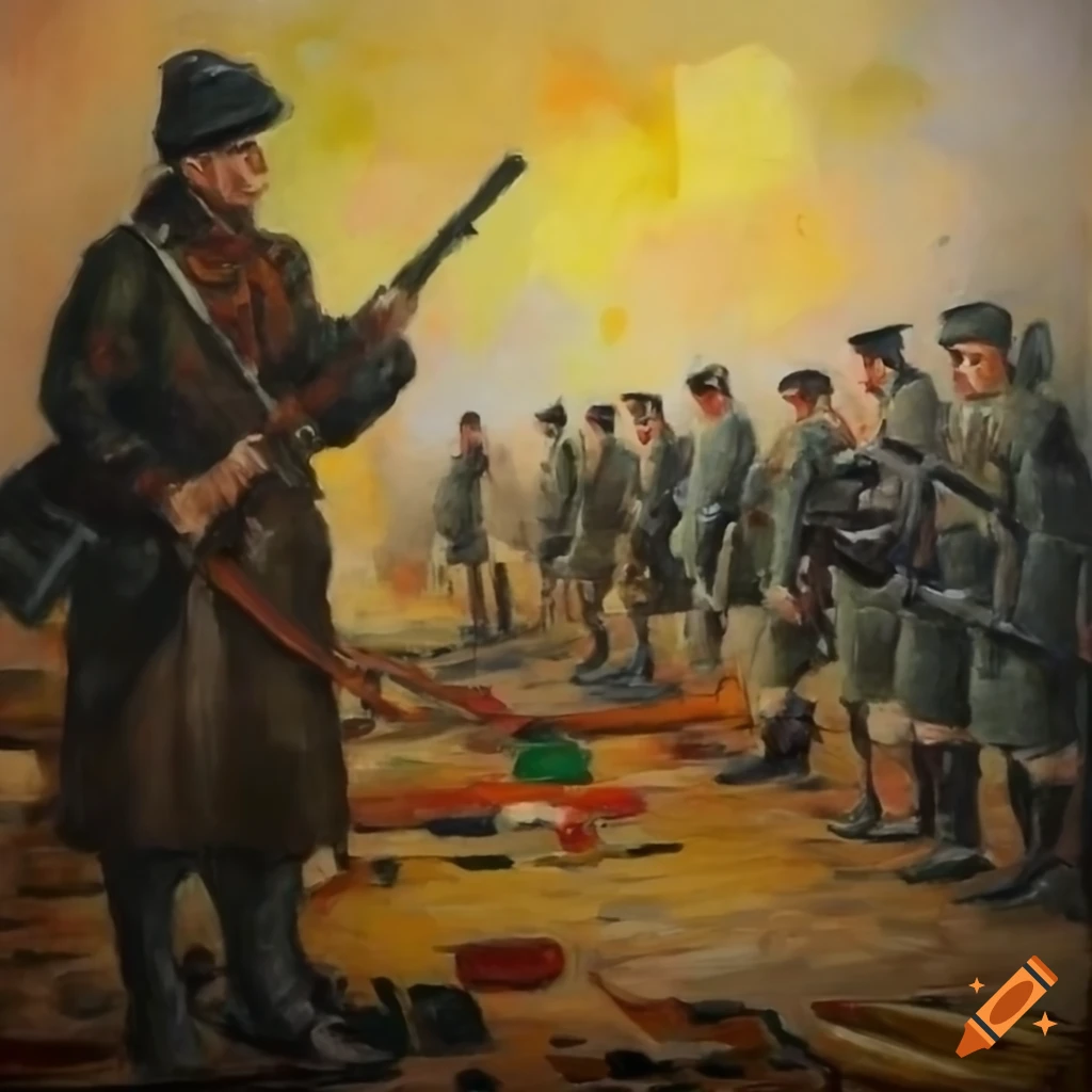 Russian war. Oil painting. Very detailed drawing. Maximum concentration ...
