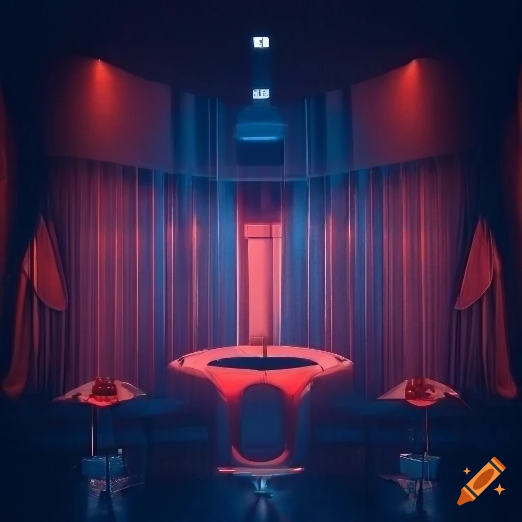 Very big vip room, modern disco style, daft punk style, red curtains ...