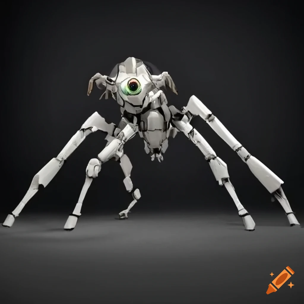 Beautiful, symmetrical, insectoid robot that have oversized heads with ...