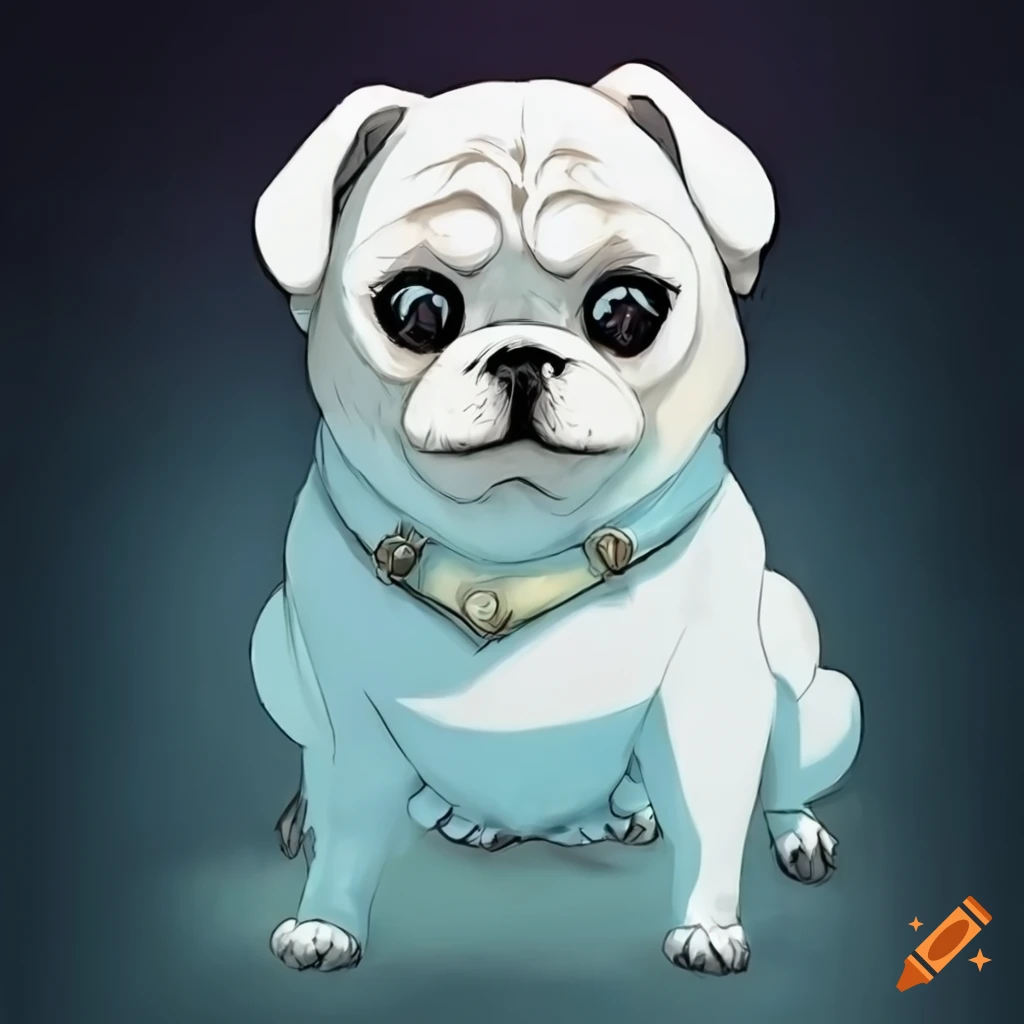 Final fantasy white pug anime on Craiyon