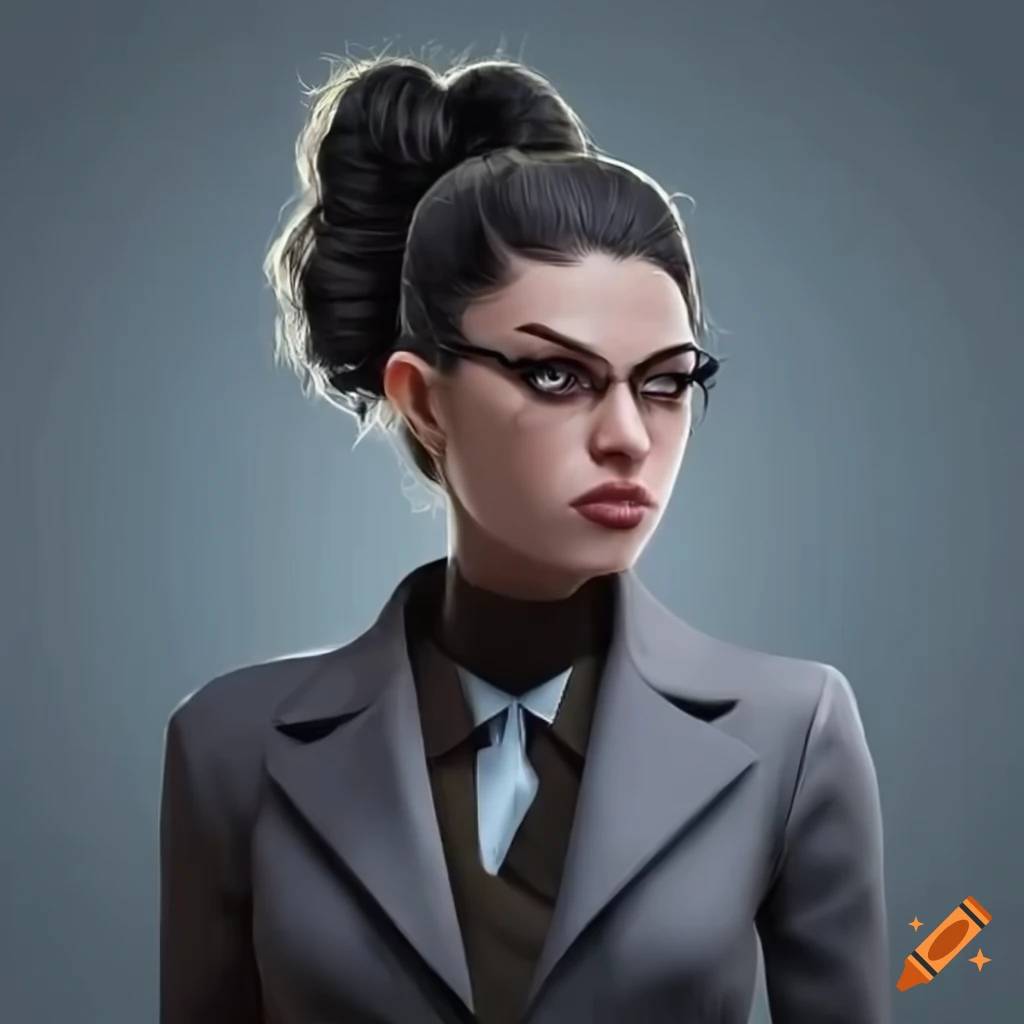 Strict woman detective with ponytail dark hair on Craiyon
