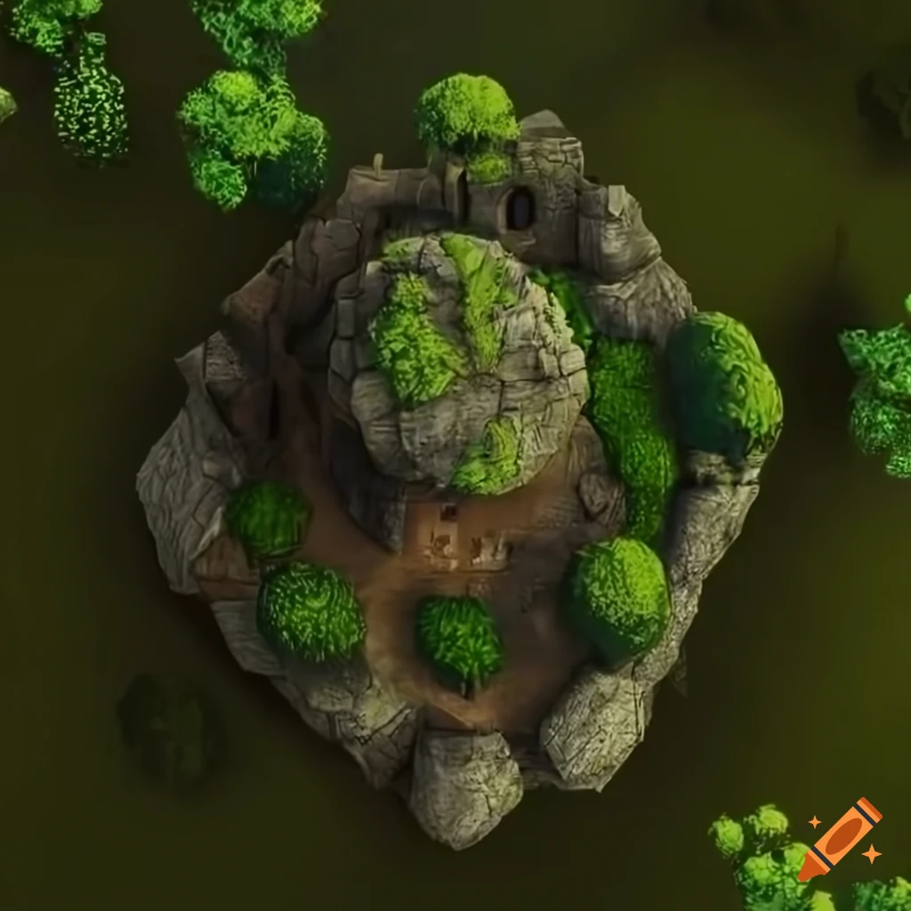 In the background between formation from above fantasy RPG game forest ...