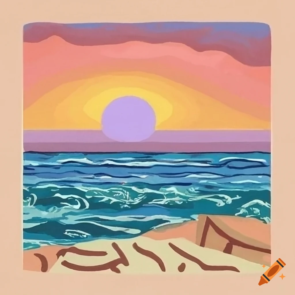 Color Pastel drawing of a seascape in the style of picasso on Craiyon