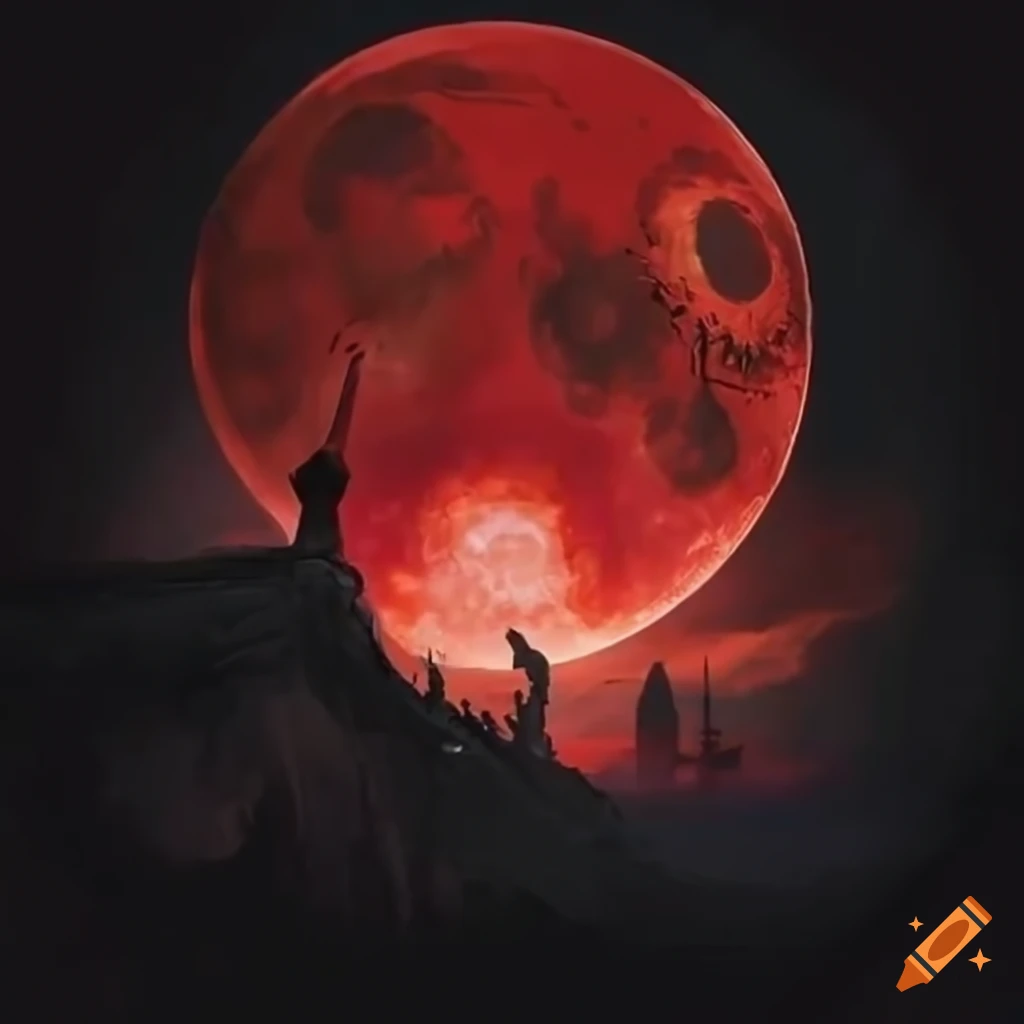 Bloodborne blood moon album cover on Craiyon