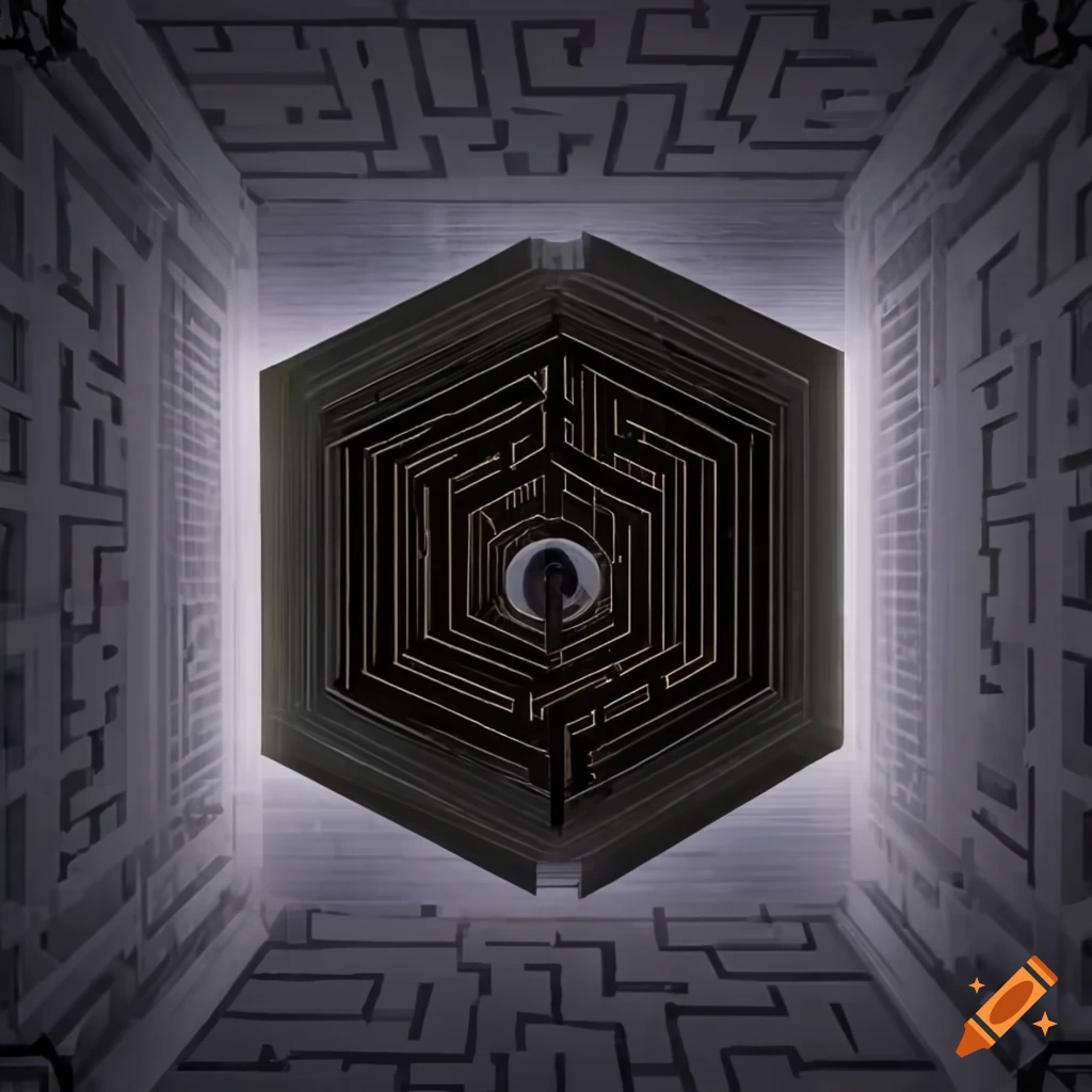 Individual levitating over a maze on Craiyon