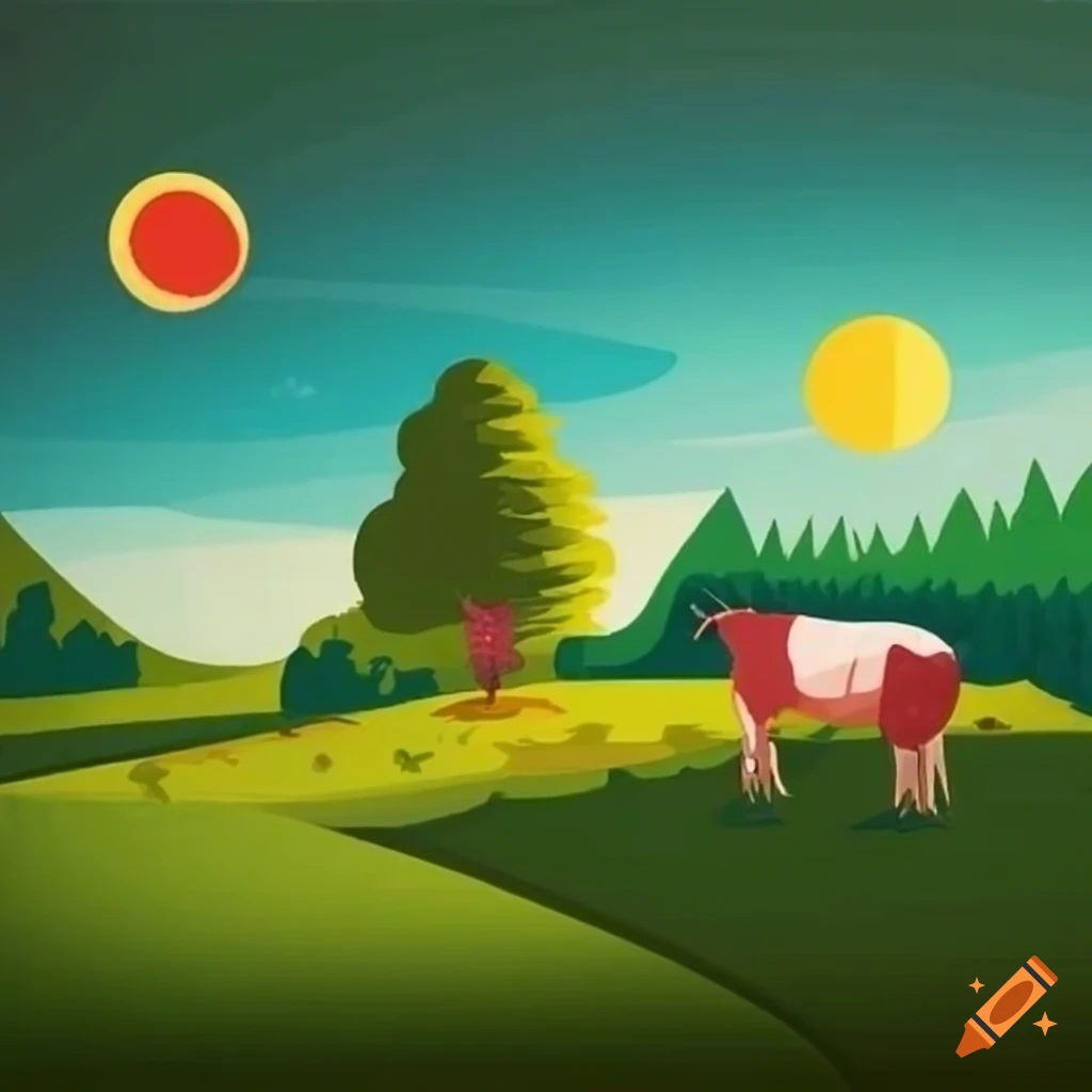Beautiful animal farm landscape
