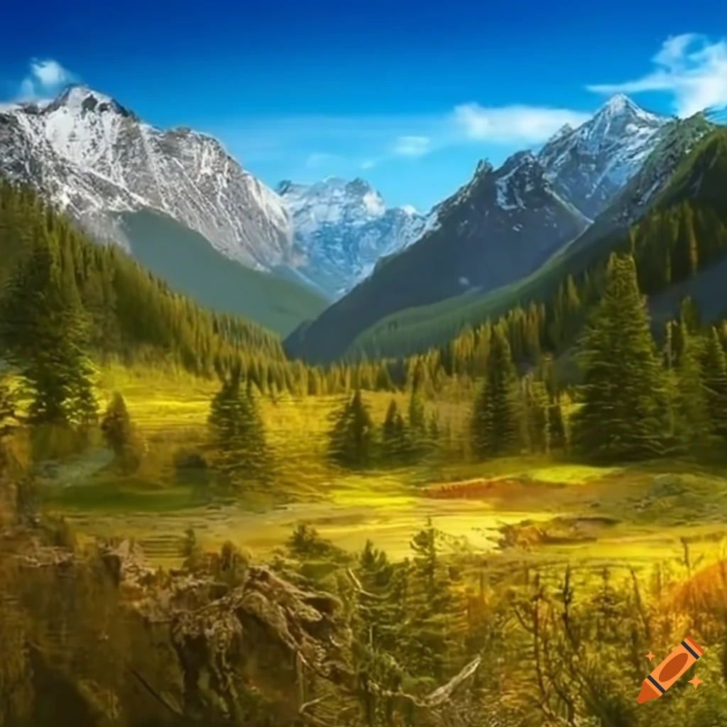 Sunny mountain on Craiyon