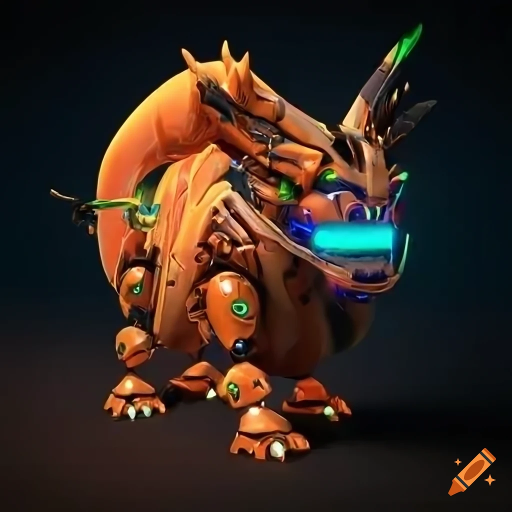 Product photo of a futuristic stylized pet robot, fluffy, kirin dragon ...