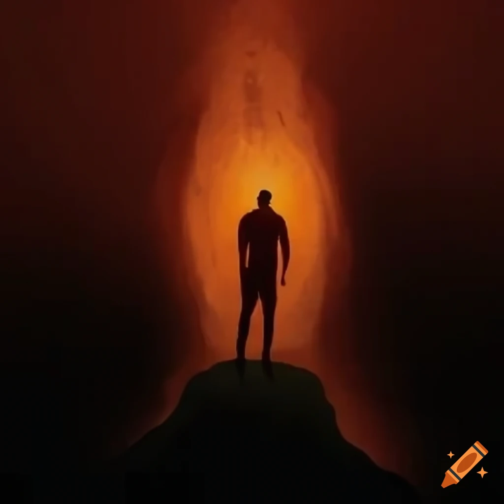 Man staring into an abyss on Craiyon