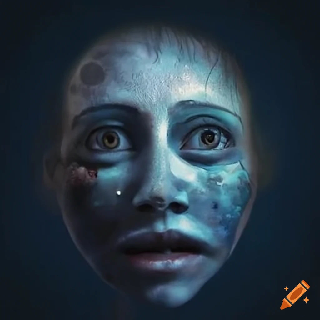 Commedia dell'arte manifested as a disintegrating human face on a ...