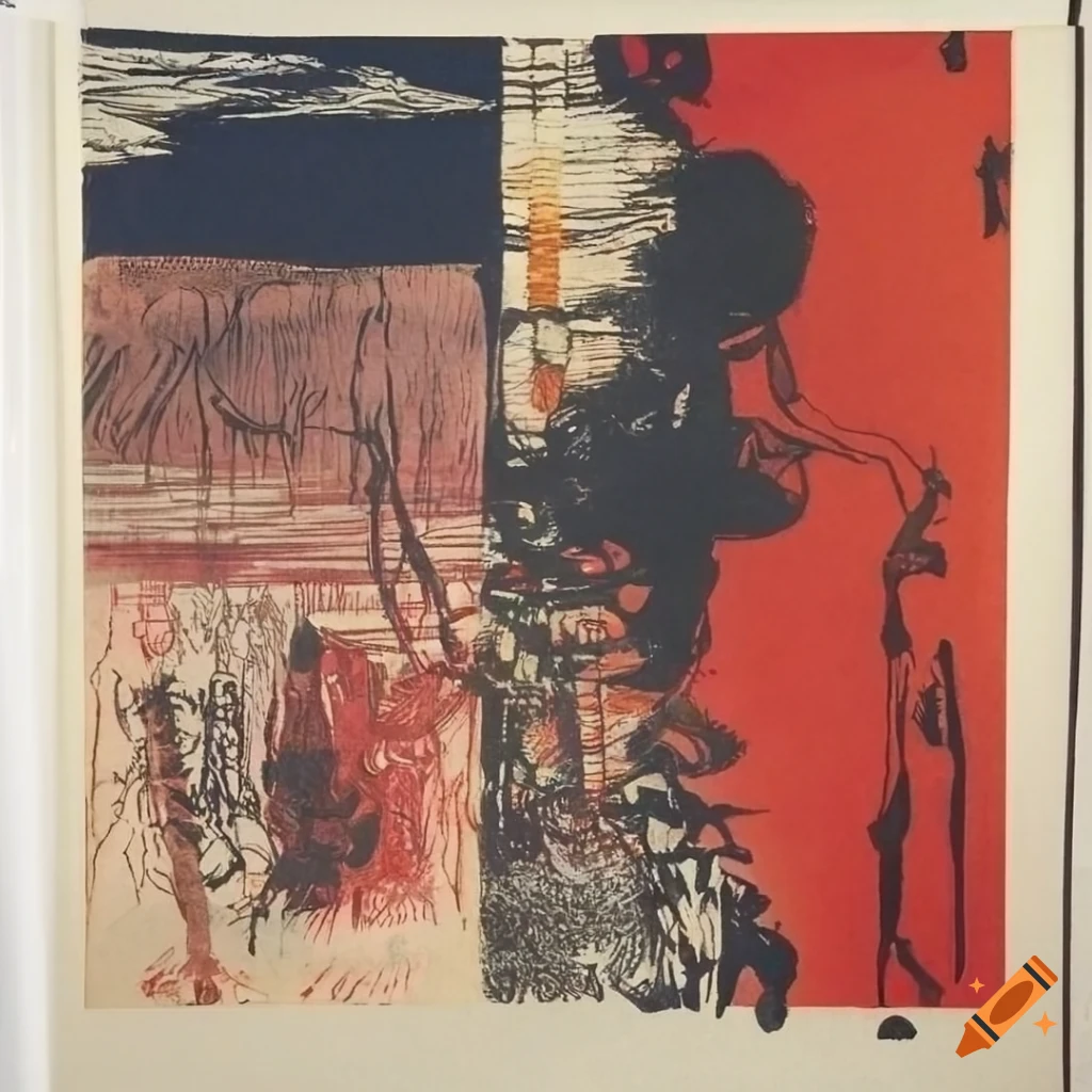 Robert Rauschenberg Yoshitaka Amano monotype Lithography minimalistic ...