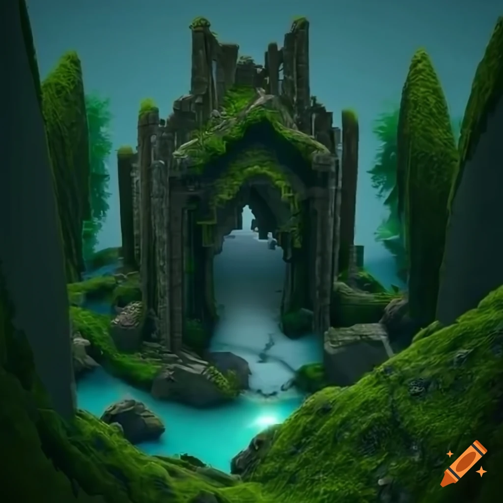 In the background between formation from above fantasy RPG game forest ...