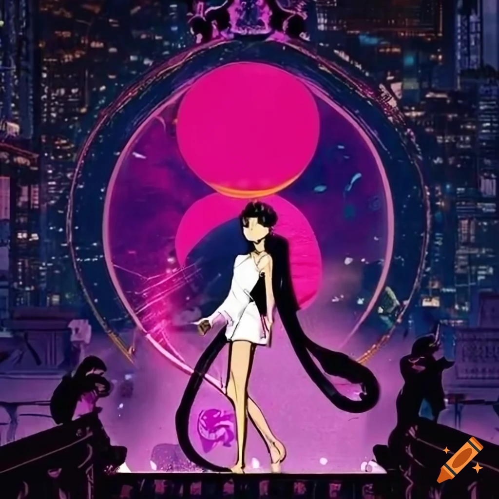 Sailor moon movie poster in the neo noir style of bladerunner on Craiyon