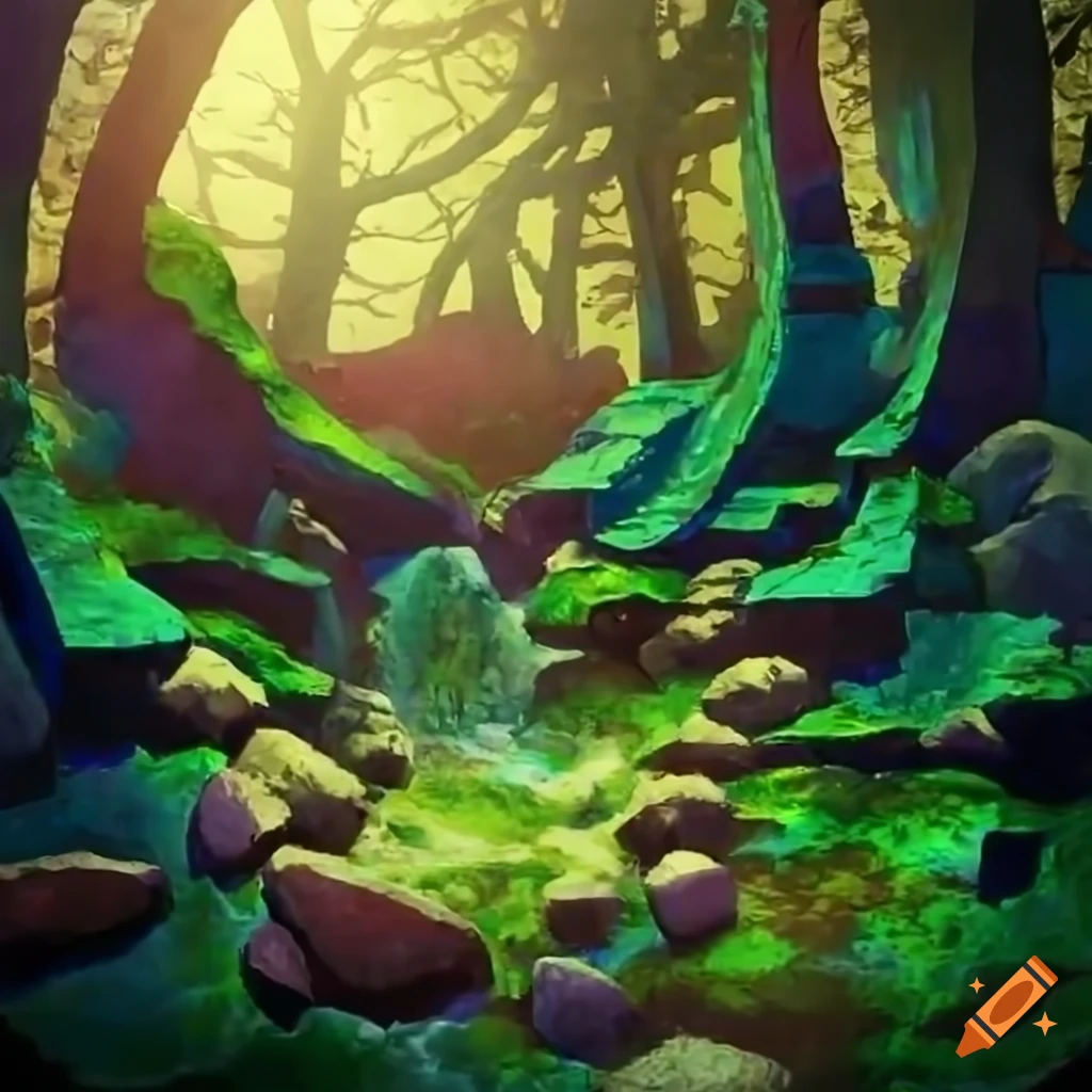 In the background between formation from above fantasy RPG game forest ...