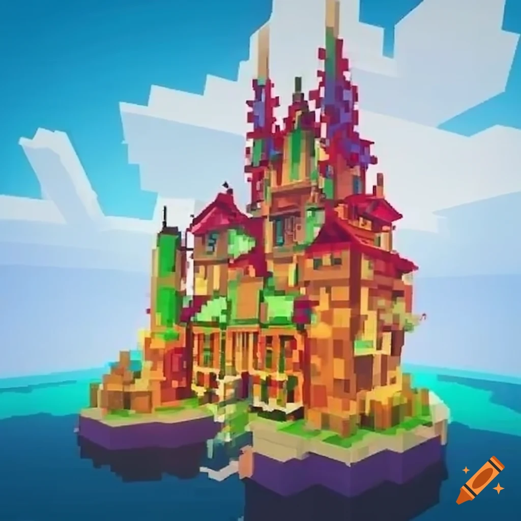 Minecraft community building on Craiyon