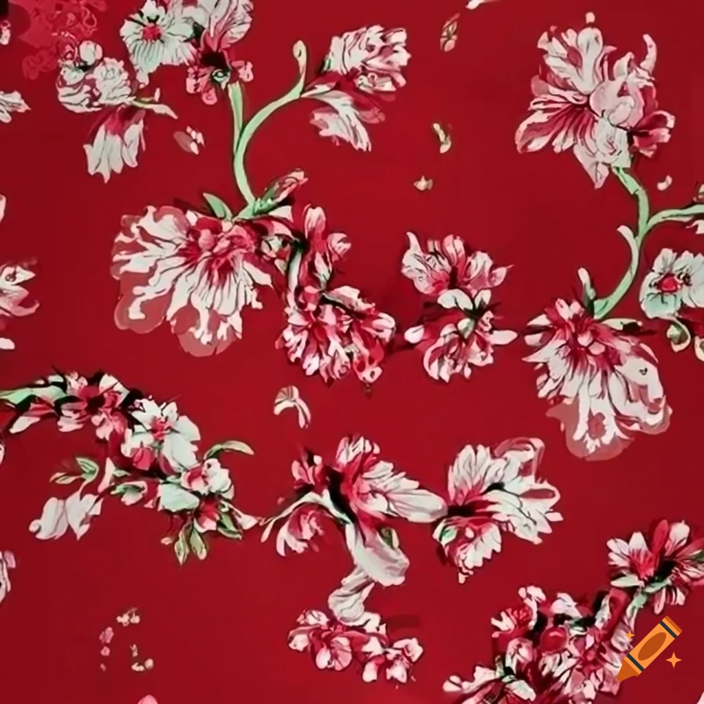 Elegant white and red floral fabric design
