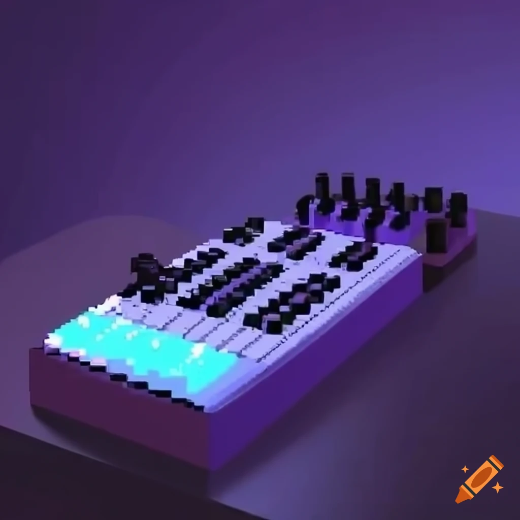 Pixelart, Midi Controller for music on a desk with a purple light on ...