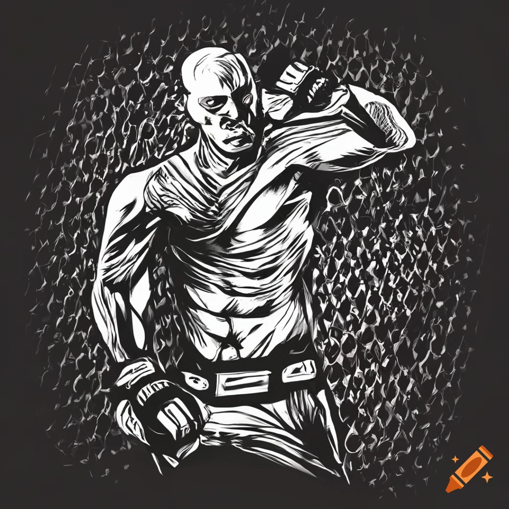 Mma fighter knock out, comic style , abstract background, 8k