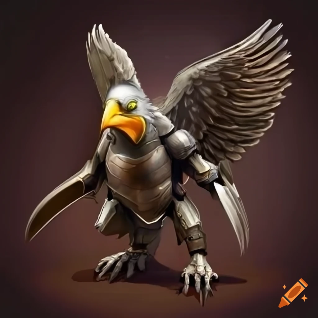 Bird in power armor with wings