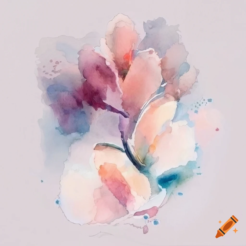 Soft colored delicate watercolor painting of unique and tender flowers ...