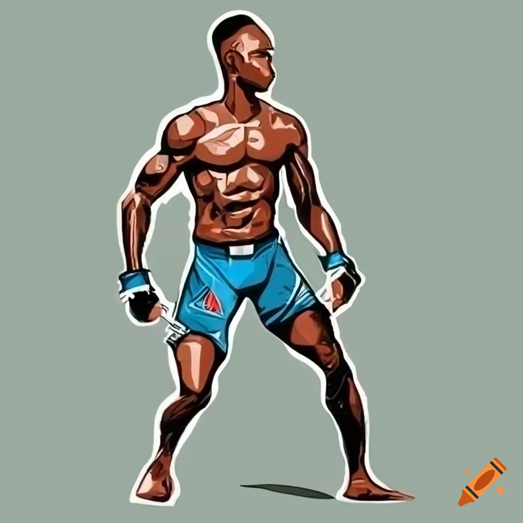 Classic vector logo, mma fighter, full body, israel adesanya walking on ...