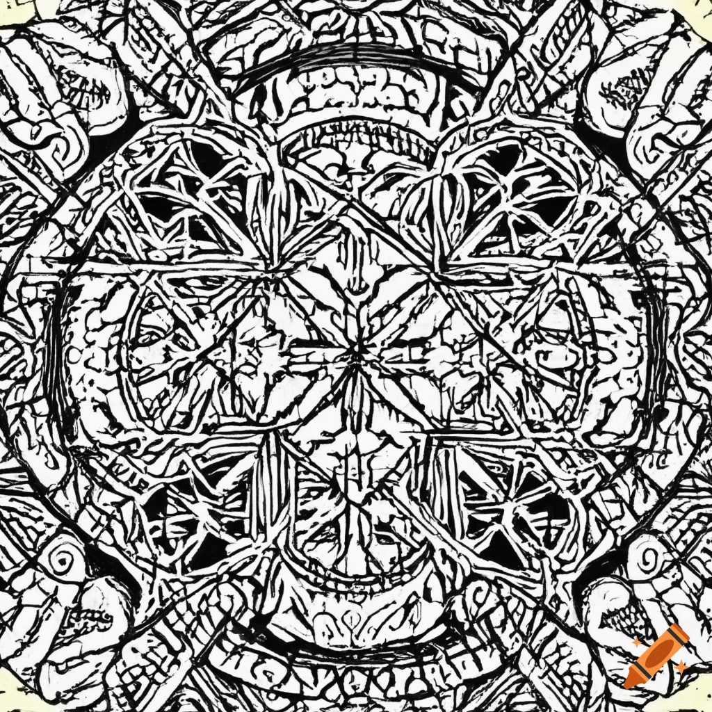 A symmetrical geometric symbol with intersecting lines on Craiyon