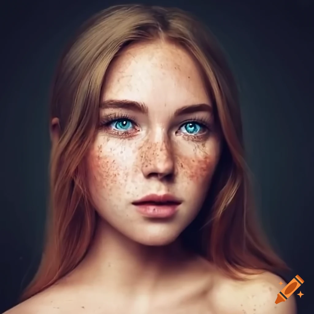 Beautiful young woman light freckles on Craiyon