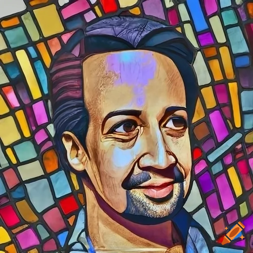 A beautiful stained glass portrait of lin-manuel miranda on Craiyon