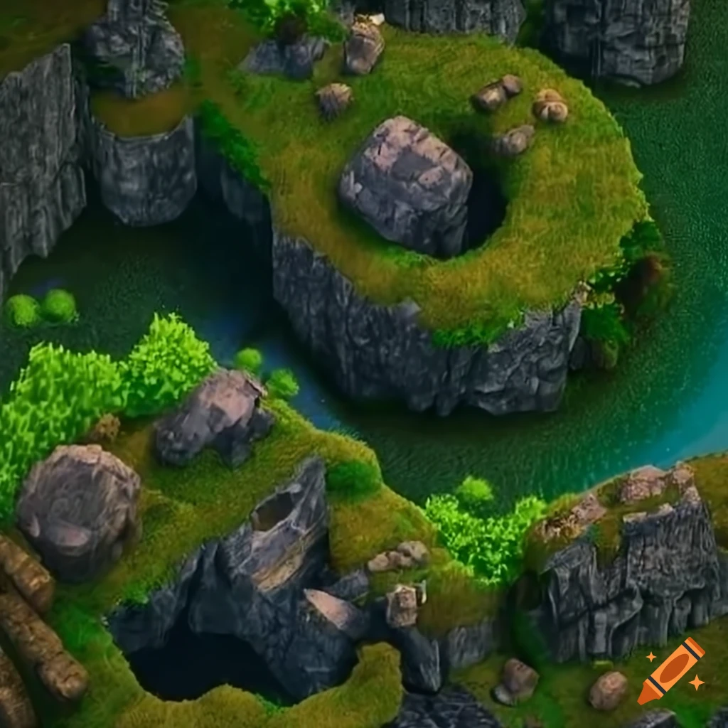 In the background between formation from above fantasy rpg game forest ...