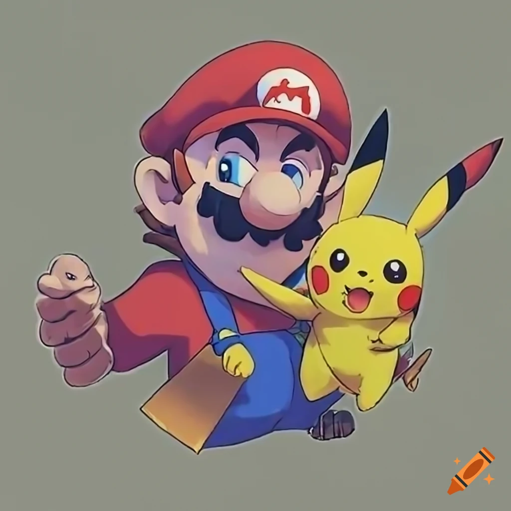 Pikachu x mario on Craiyon