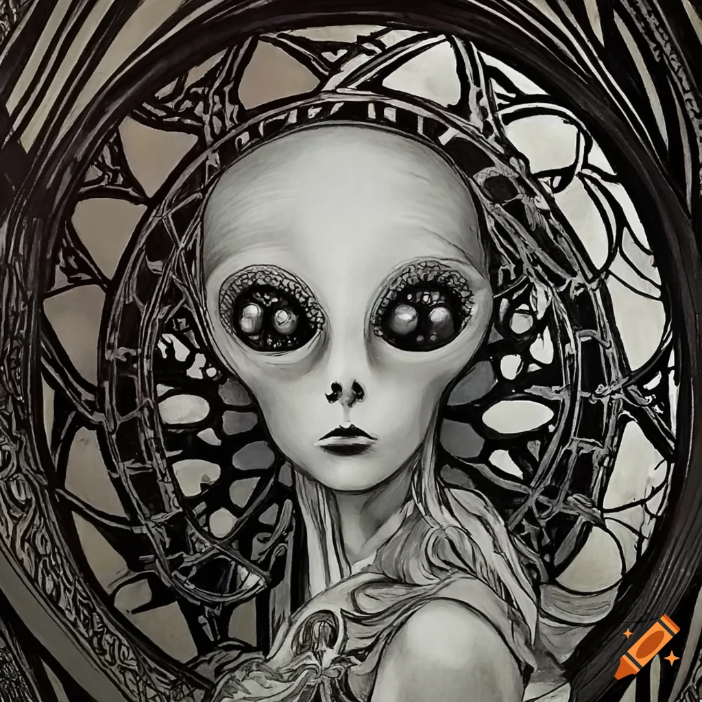 Alien intelligent life form - inspired by the works of alfons mucha