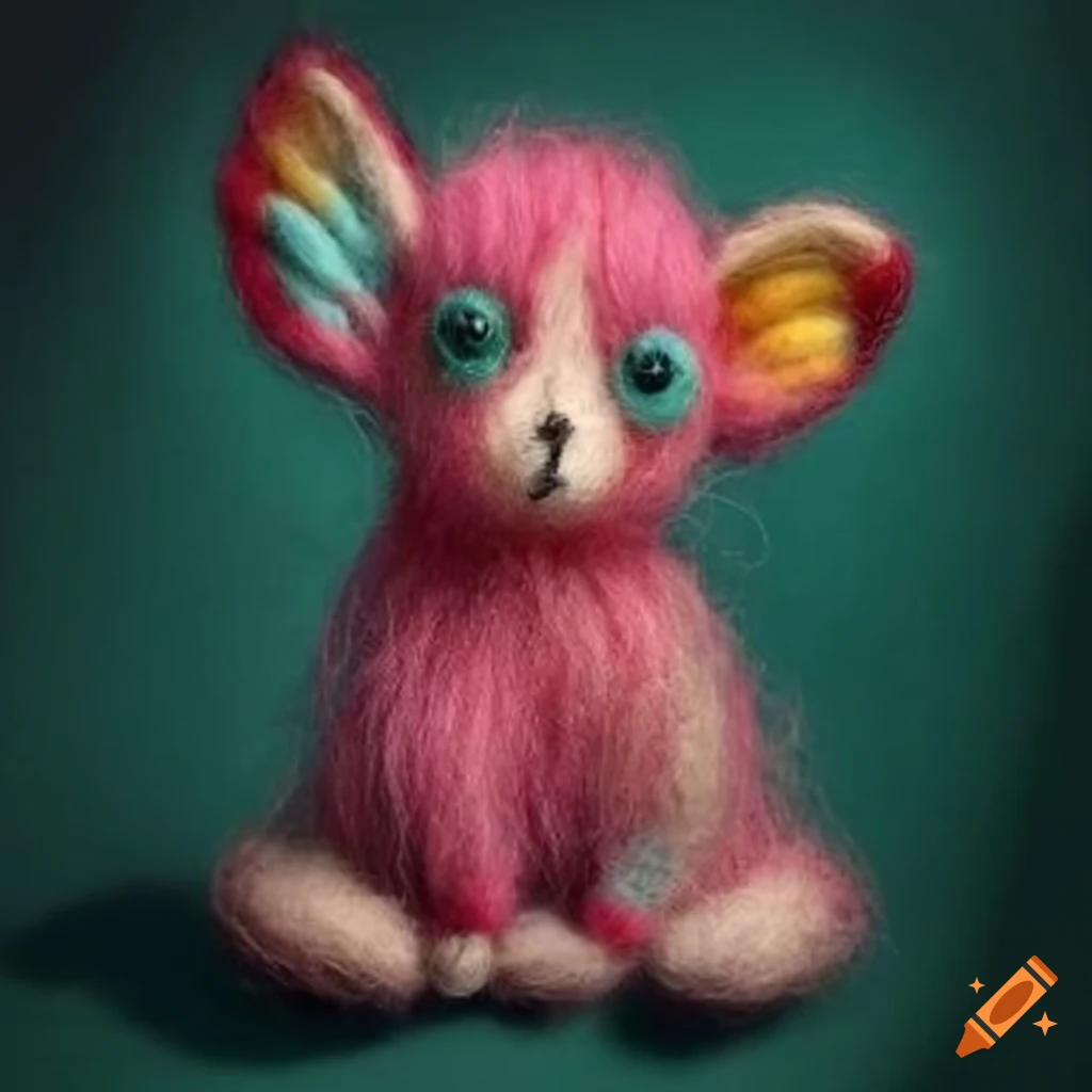 Felted wool creatures in wonderland on Craiyon