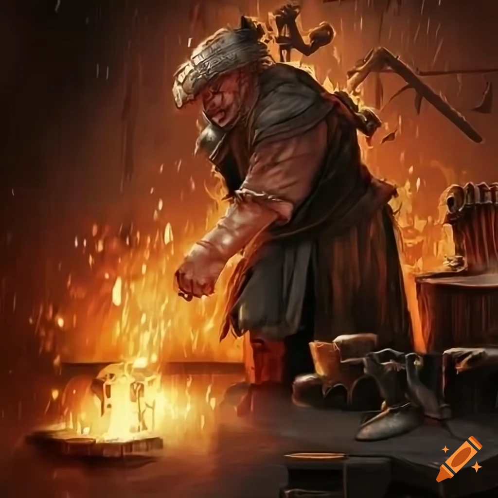 Blacksmith raining sparks steampunk science fiction high resolution on ...
