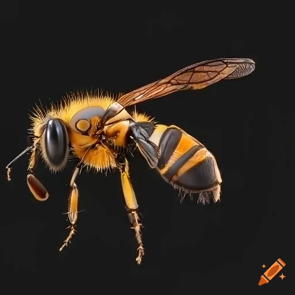 Cybernetic bee with electronic parts in black and orange, ultra ...