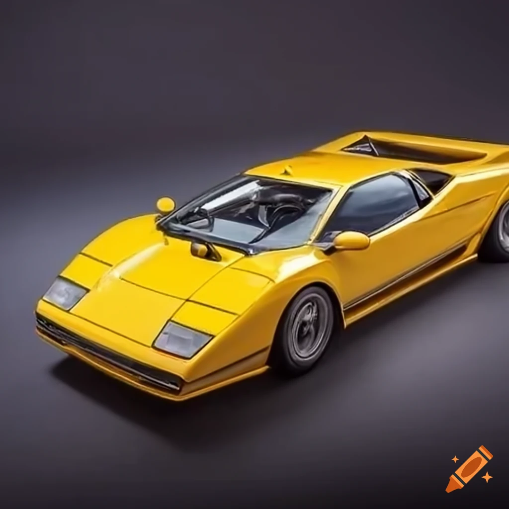 Yellow 80s supercar on Craiyon