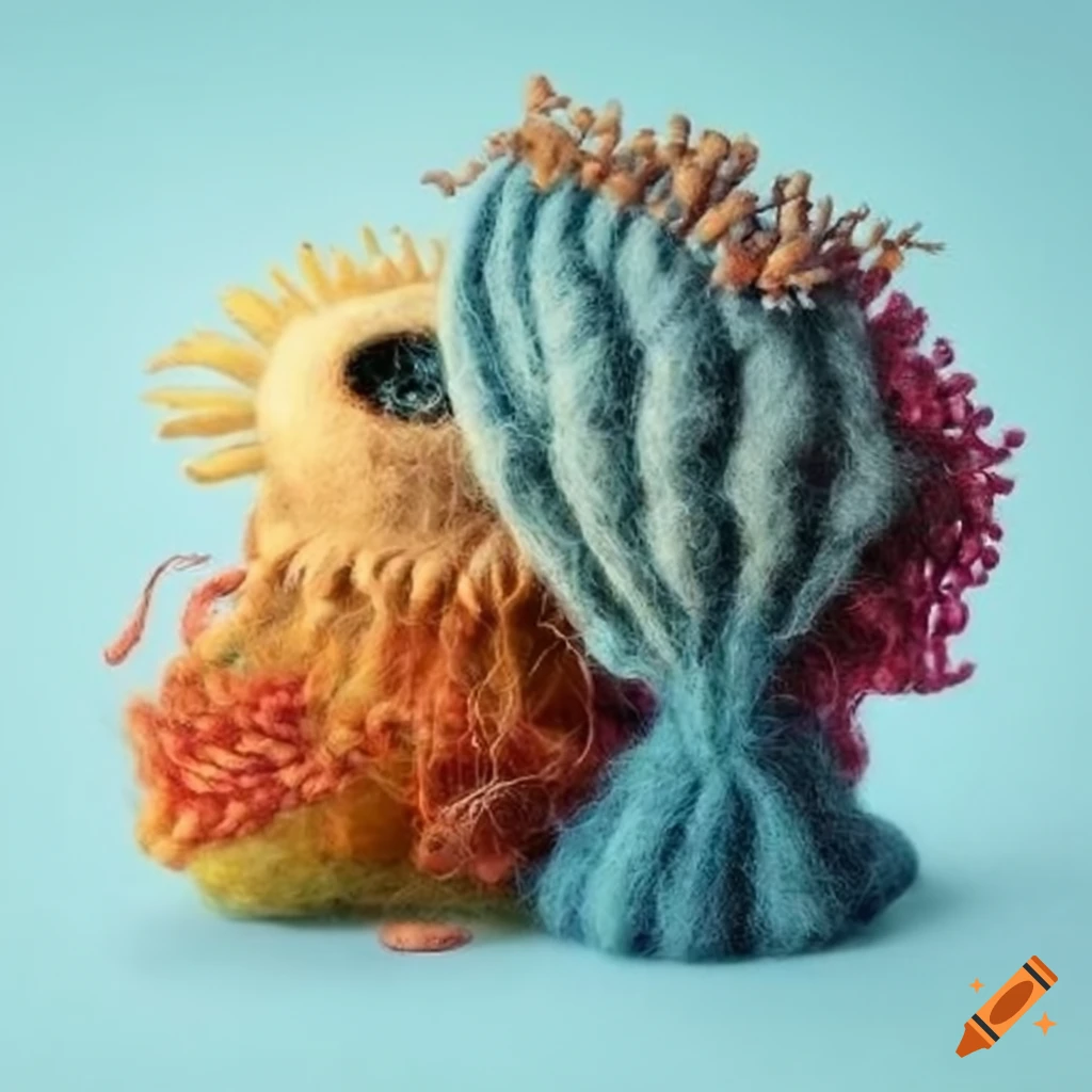 Felted wool undersea creatures on Craiyon