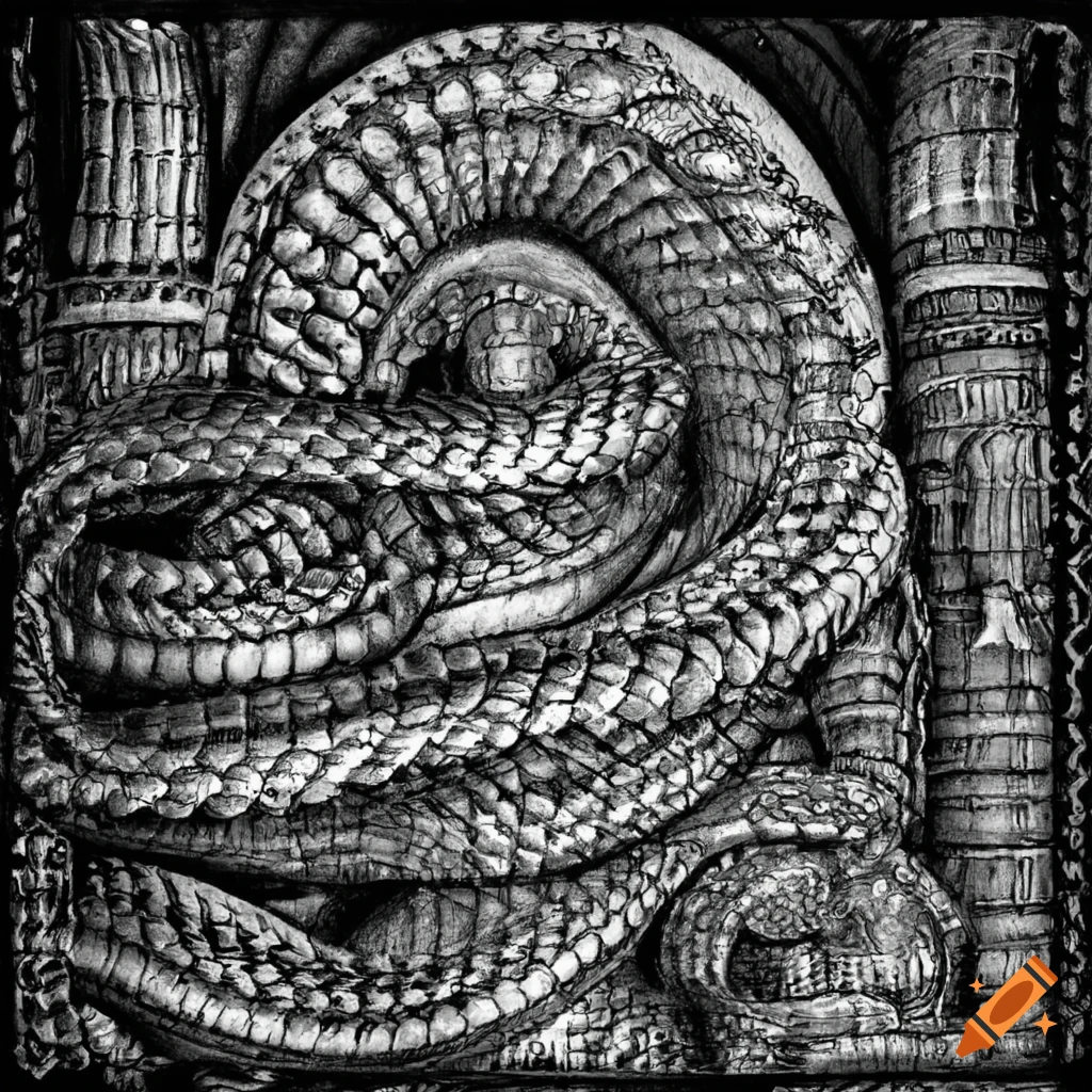 Giger arch of snakes knot serpent anatomy scheme on Craiyon