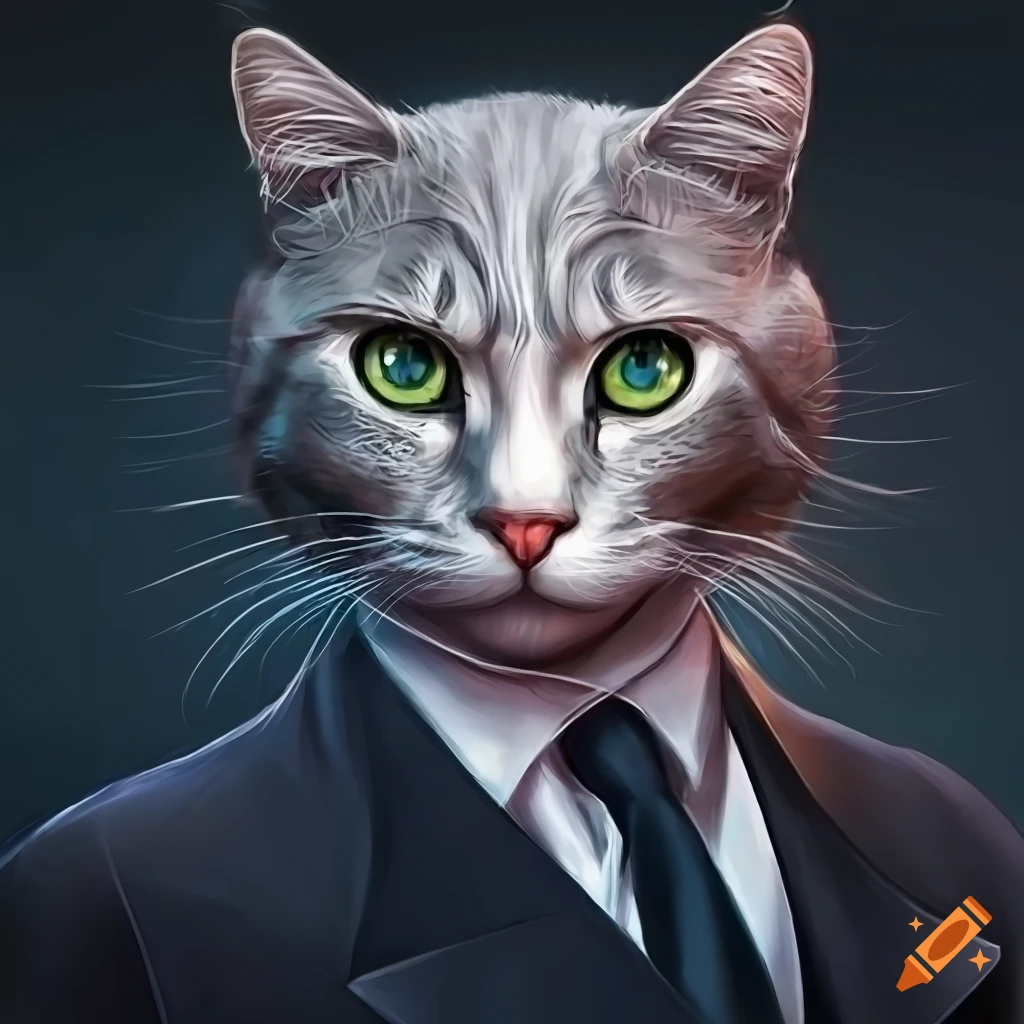 A business cat leader of a political party, digital art, pretty face ...