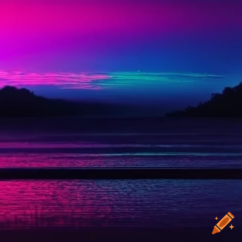 Vibrant sunset transforming city into synthwave wonderland